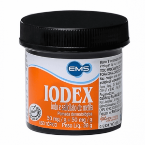 Iodex 50/50mg pomada dermatológica com 28g - Ems | Drogaria Nova Esperança.